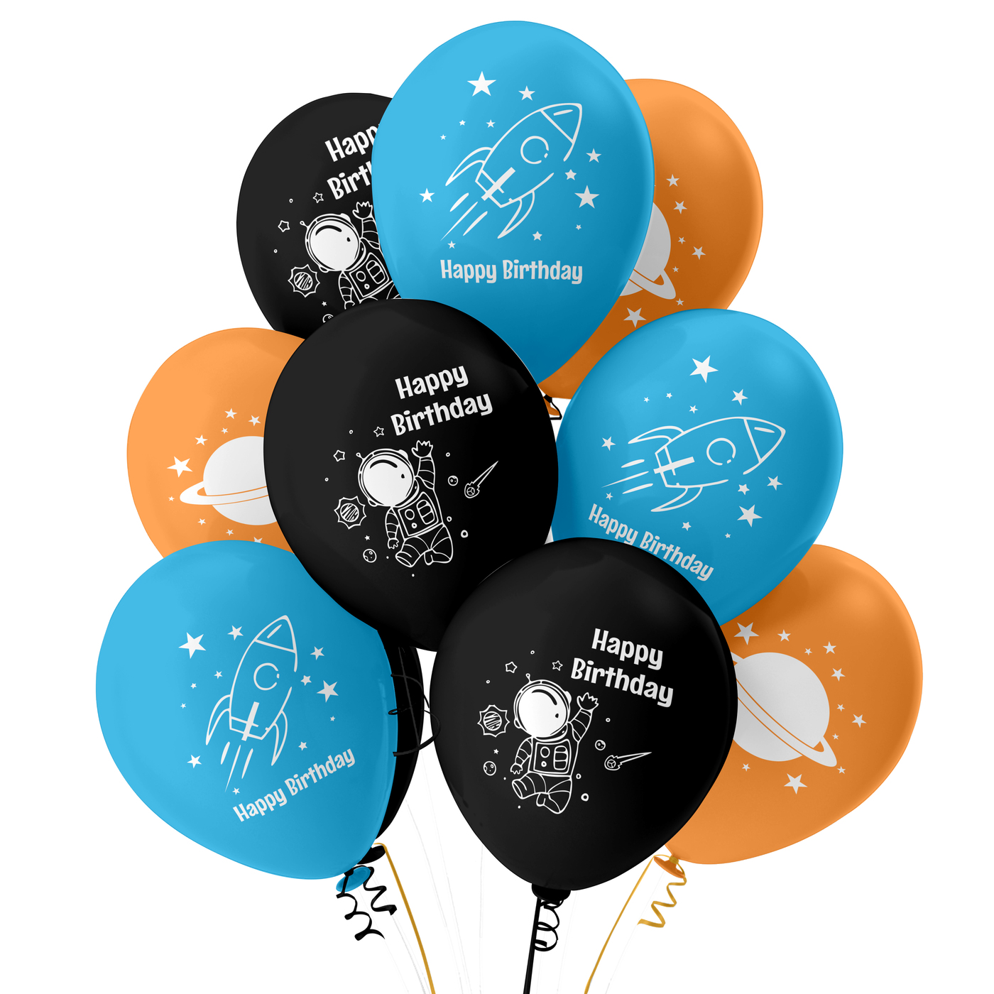 The Magic Balloons Store-Space theme Happy birthday balloons. Multi ...
